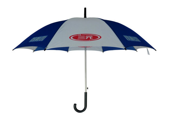 Parapluie ouvert de manuel fait sur commande de logo, parapluie de bâton de marche pour le temps venteux