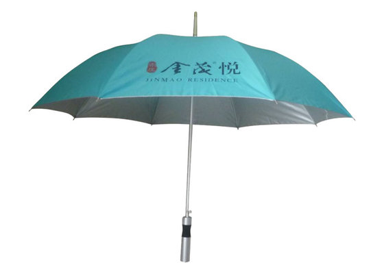 Parapluie UV de golf de montagne de Sun de protection avec la poignée d'Alu, tissu enduit bleu