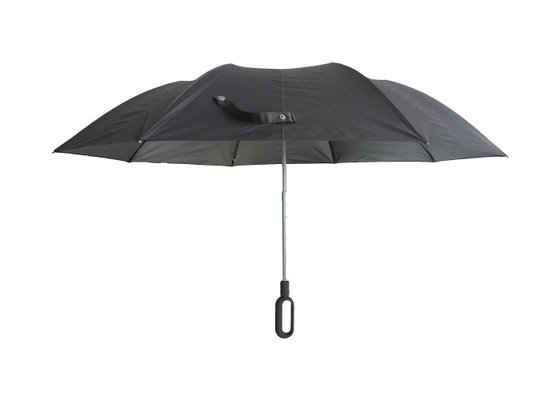 Couleur de noir de parapluie de fois de la pluie 2 de voyage d'hommes avec la poignée enduite par noir