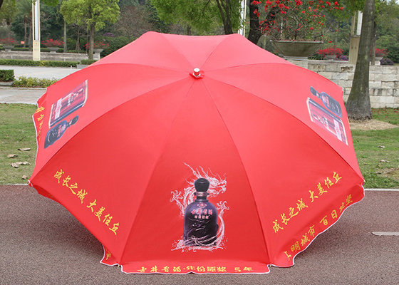 Parapluie extérieur de parasol d'impression polychrome protégeant du vent avec l'axe enduit de poudre blanche