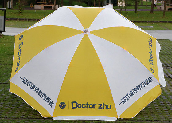 Parapluie extérieur de jardin d'Oxford, parapluie jaune et blanc commercial de patio