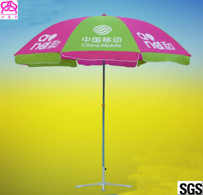 Polonais en acier 210D imperméabilisent le parapluie de plage de Faric Sun avec les copies faites sur commande de logo