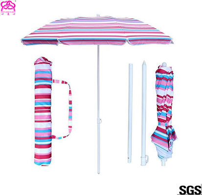 L'acier au carbone promotionnel nervure le parapluie de plage portatif avec l'impression d'écran en soie
