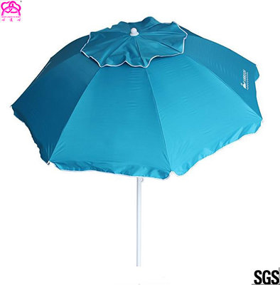 Parapluie de plage fait sur commande d'air-conduit de toit de double de taille, parapluie de plage bleu du soleil avec le bon prix.
