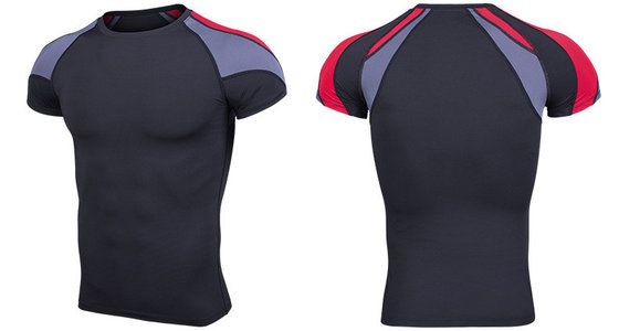 Quick Dry Mens Sports Top T Shirt Cotton Spandex Compression Slim - Fitting