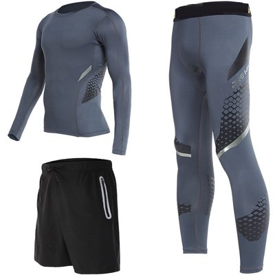 Compression Tight Sport Suit For Man Green / Black Breathable High Elasticity