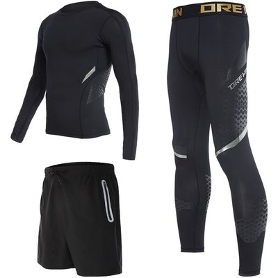 Compression Tight Sport Suit For Man Green / Black Breathable High Elasticity