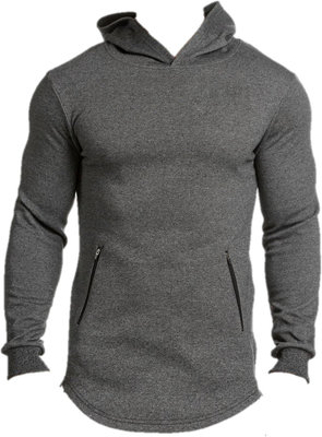 Plain Slim Fit Longline Mens Sports Top Muscle Fit Running Light Thin Pullover Hoodie