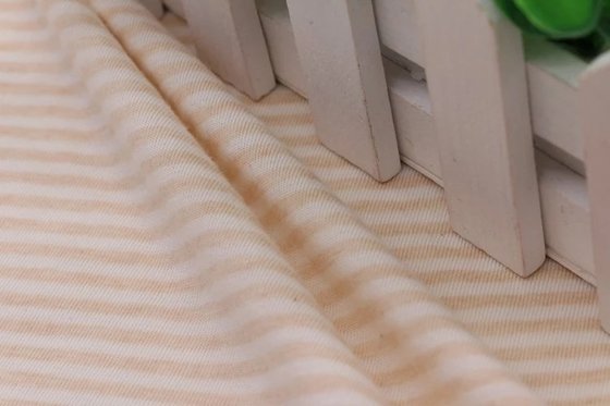 Natural Stripes Cotton Jersey Fabric Single Tubular 100 Cotton Knitting