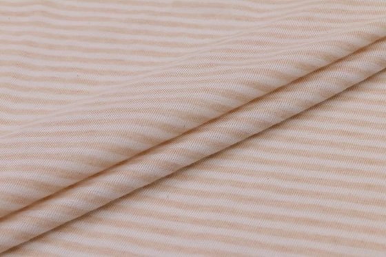 Natural Stripes Cotton Jersey Fabric Single Tubular 100 Cotton Knitting