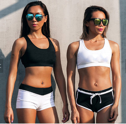 Double - Layer Womens Sports Bras 86 % Nylon 14 % Spandex Naturally Soft