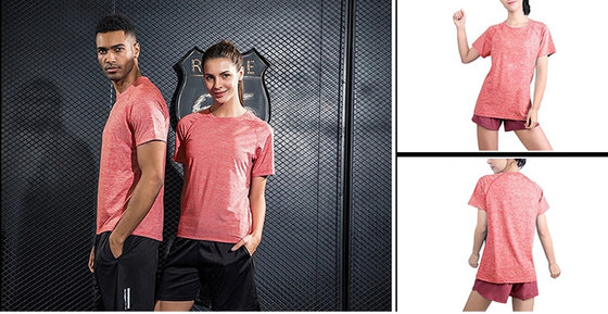 Breathable Sport Shirts For Women Cationic Polyester Fabric Slim Beautiful Look