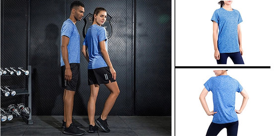 Breathable Sport Shirts For Women Cationic Polyester Fabric Slim Beautiful Look