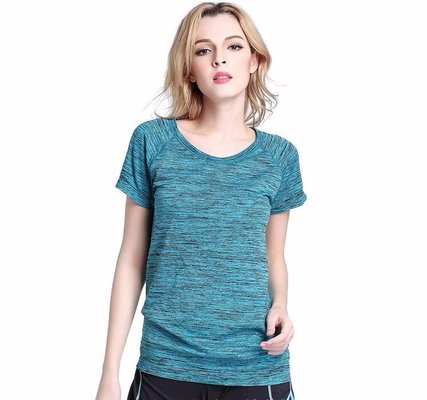 Eco - Friendly Sport Shirts For Women Lightweight Polyester Spandex Cation Fabric