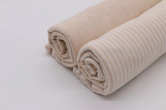 Natural Stripes Cotton Jersey Fabric Single Tubular 100 Cotton Knitting
