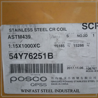 Cold Rolled DIN 1.4509 / 439 Stainless Steel Sheet Coil 2B 2D 0.4 - 3.0mm Thickness