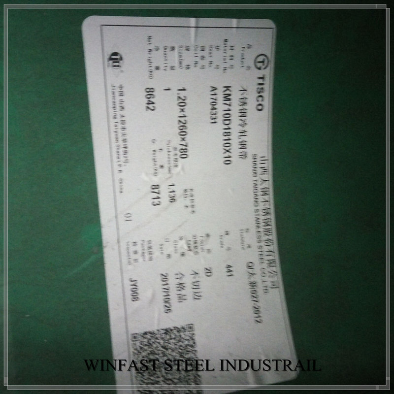 Cold Rolled DIN 1.4509 / 439 Stainless Steel Sheet Coil 2B 2D 0.4 - 3.0mm Thickness