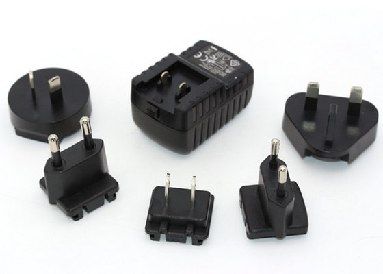 Interchangeable Plugs 5v 2a Power Adapter , Black 10 Watt AC Power Adapter