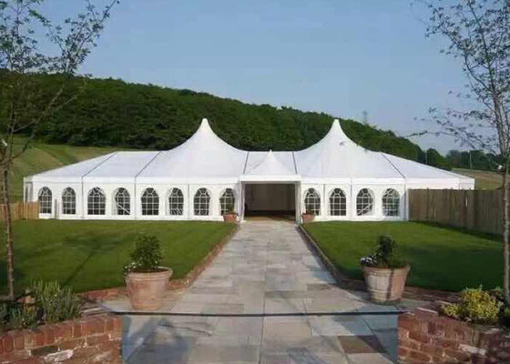 Aluminum Structure High Peak Tent White PVC Fabric Waterproof / Flame Retardant