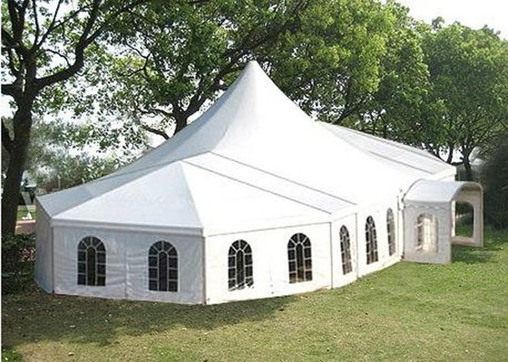 Aluminum Structure High Peak Tent White PVC Fabric Waterproof / Flame Retardant