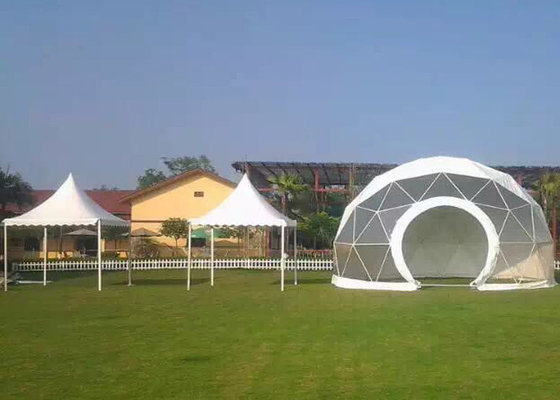 Aluminum Frame Large Geodesic Dome Tent Lightest 8m Diameter With White PVC