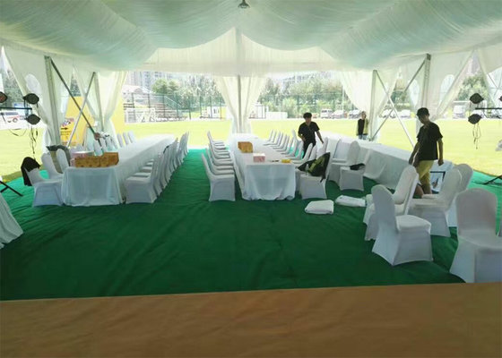 Custom Luxury Wedding Tents Waterproof / Flame Retardant With Glass Doors