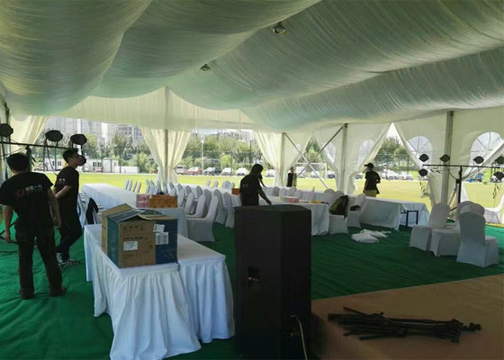 Custom Luxury Wedding Tents Waterproof / Flame Retardant With Glass Doors