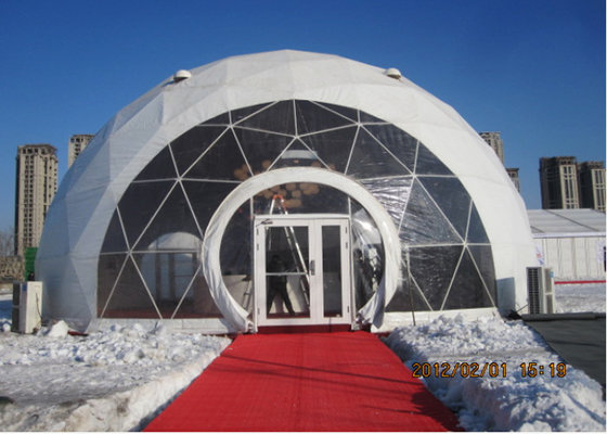 Wedding Geodesic Dome Tent 15m Diameter  Waterproof With Transparent Fabric