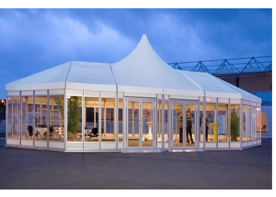 White PVC Roof High Peak Tent Typical Shape Custom Canopy For Business Activities