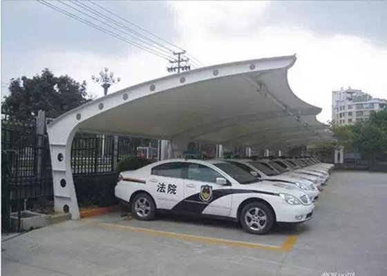 Q235 High Peak PVDF Tensile Fabric Canopy , Car Parking Tensile Structure