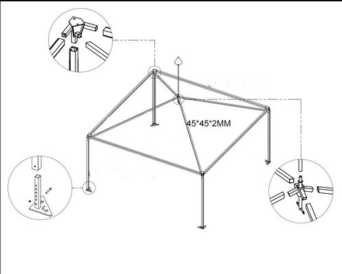 Luxury Gazebo Party Tent 6x6m With Strong Aluminum Frame / Pagoda Marquee