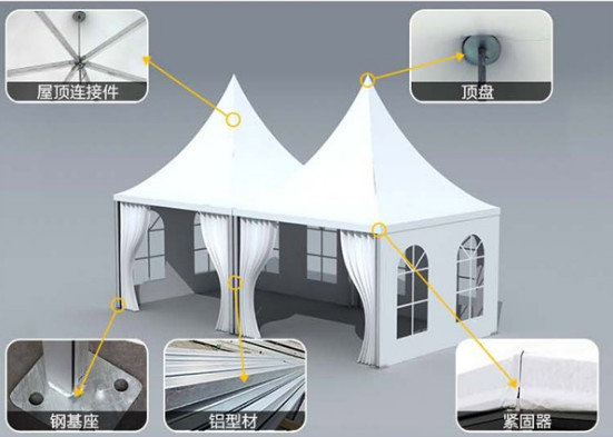 4x4m Waterproof Pagoda Party Tent / Outdoor Canopy Gazebo White Color
