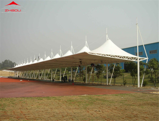 Iron Material Car Park Shade Structures With PVDF Fabric Over 20 Years Life Span