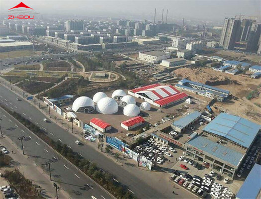 Steel Frame PVC Structure 12m Clear Geodesic Dome Tent Wind Load 100km/H
