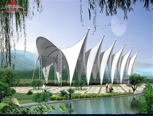 Outside Landscape Tensile Membrane Structures With Unique Shape DIN 4102 B1