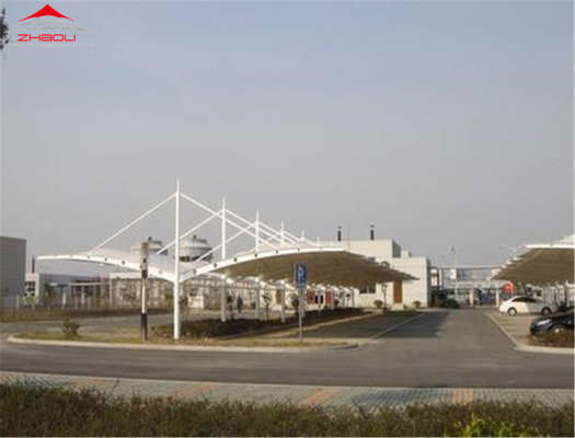 Durable Tensile Membrane Structures With Colorful PVDF Fabric / Car Park Shed