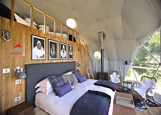 Outdoor Romantic Fashion Geodesic Dome Tent For Hotel Wind Load 100km/H