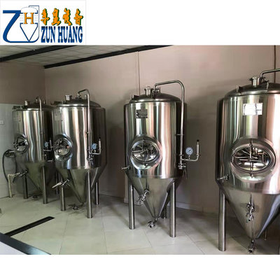 Stainless steel beer fermentation conical tank with cooling jacket for  brewery