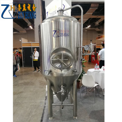 Stainless steel beer fermentation conical tank with cooling jacket for  brewery