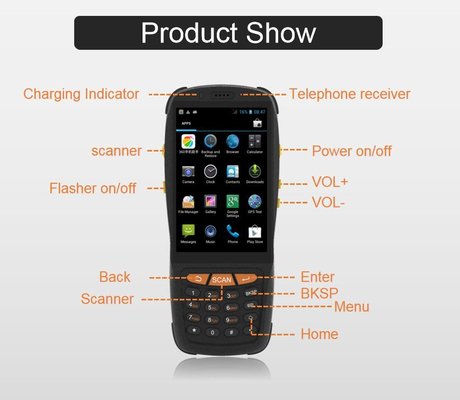 4 inch Touch Screen Handheld Terminal Laser Barcode Scanner Android 5.1 ZKC3503