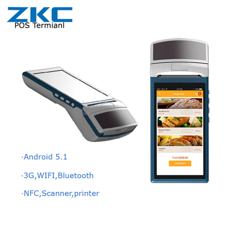 5.5 inch Touch Screen Android POS Tablet Printer With Bluetooth, WIFI, 3G ZKC5501