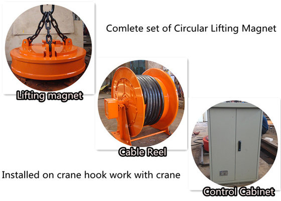Complete set of 600 mm-dia Circular Lifting Electromagnet for Steel Ball