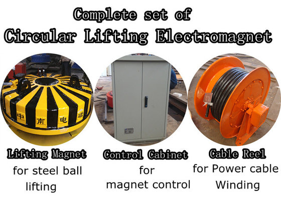 Complete set of 700 mm-dia Circular Lifting Electromagnet for Steel Ball