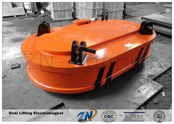 Oval-shape Lifting Electromagnet for Steel scraps loading from Narrow-shaped Container