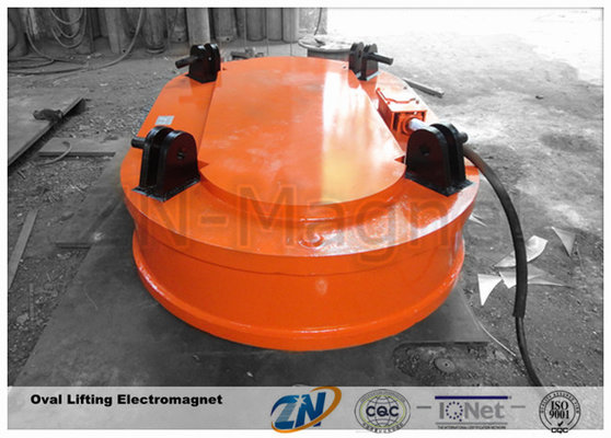 Oval-shape Lifting Electromagnet for Steel scraps loading from Narrow-shaped Container