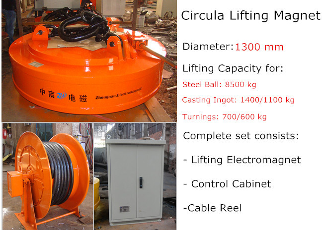 1300mm Diameter Lifting Electro Magnet for Steel Ball, Steel Scrap, Steel Ingot  MW5-130L/1