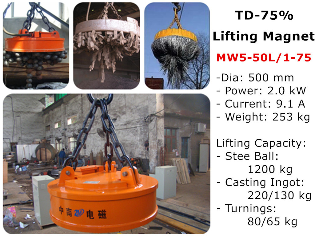 ZN-Magnet TD-75% Lifting Electromagnet for Steel Scraps MW5-50L/1-75