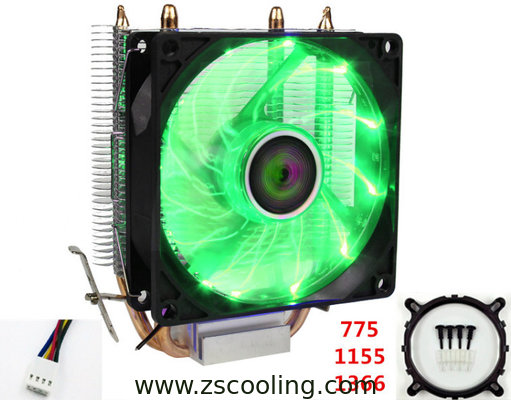 80-120W green LED fan for  AMD & Intel CPU cooler