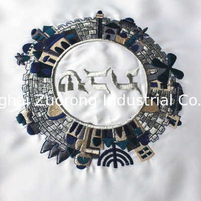Factory wholesale Challah Cover for Shabbat with Elegant Embroidery, Passover Matzah Cover with Embroidered Seder Theme