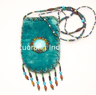 Factory wholesale Vintage Velvet Beaded Cross Body Bag, Hand Made Beaded Velvet Coin Purse,